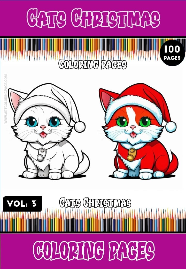 Celebrate the Season with Cats Christmas Coloring Pages Vol - 3!