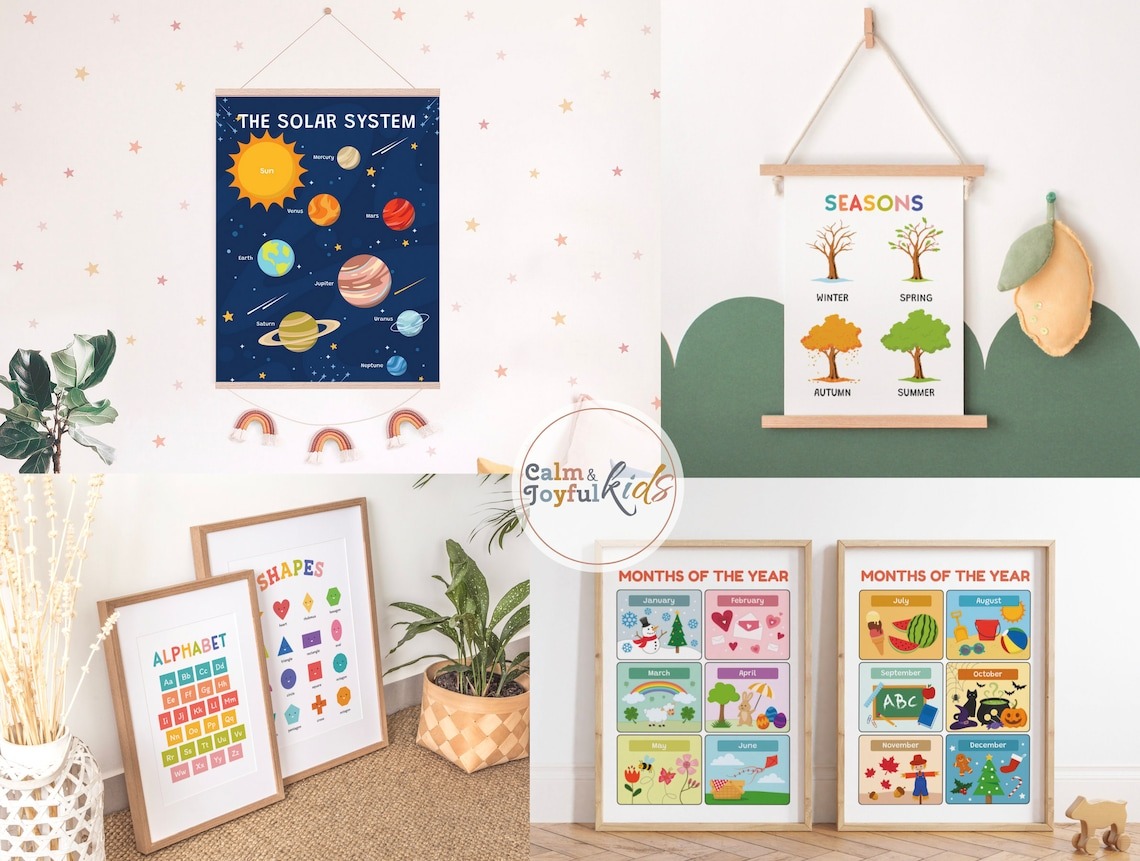 Set of 21 Educational Posters for Preschoolers, Playroom Rules Set ...