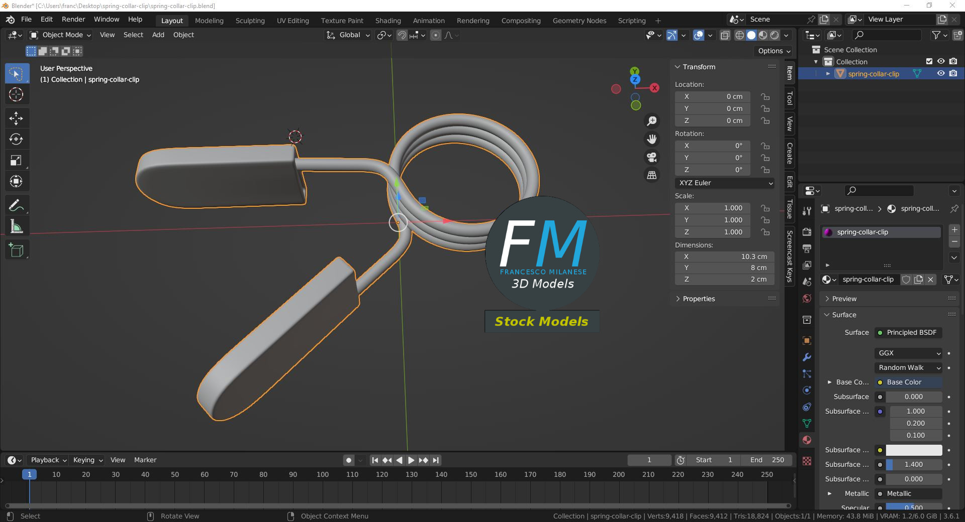 3D MODEL - Spring collar clip
