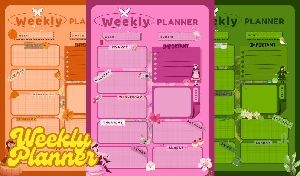 By Color Weekly Schedule Planner