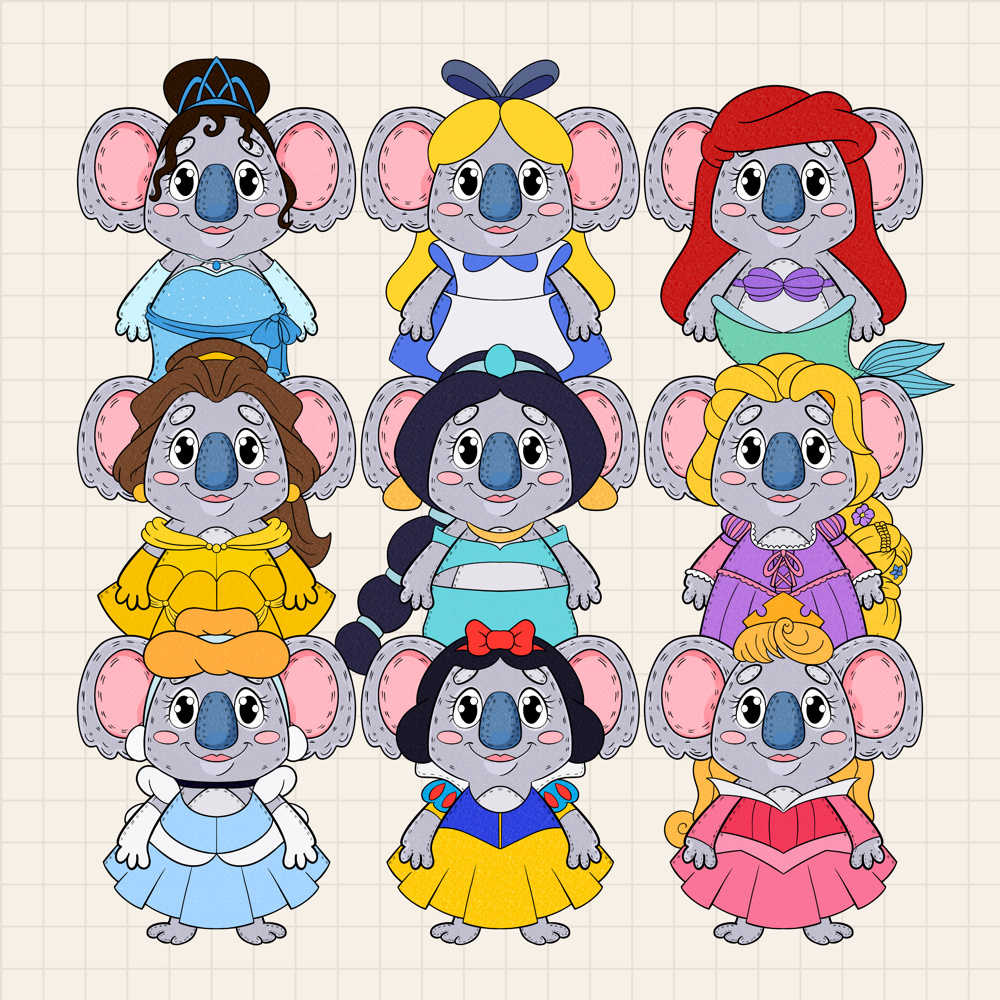 All Disney Princess (Koala) 39 Illustrations