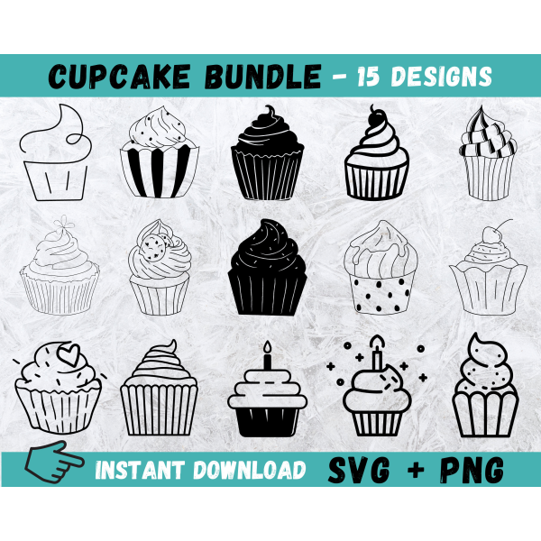 Cupcake SVG, Cupcake Cut File, Cupcake Bundle Svg, Cupcake Silhouette ...