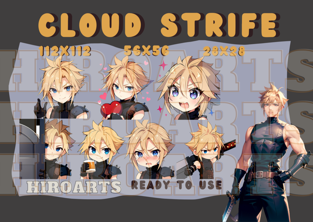 Final Fantasy 7 Remake Cloud Strife Emotes Package, Final Fantasy VII ...