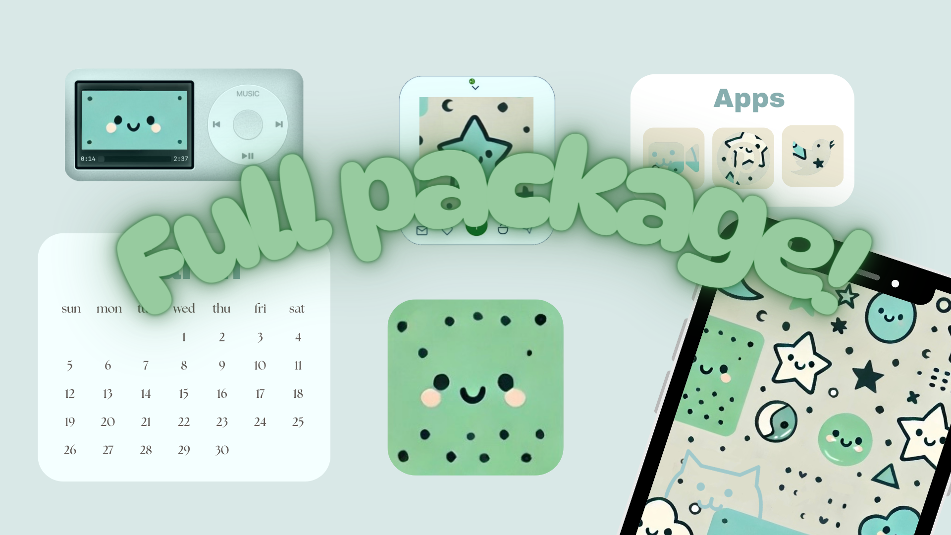 Wallpaper with matching apps icons and widgets