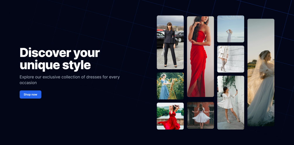 Simple hero section with image grid