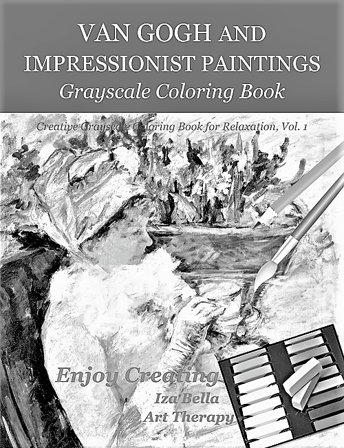 Van Gogh and Impressionist Paintings: 3 free grayscale coloring pages ...