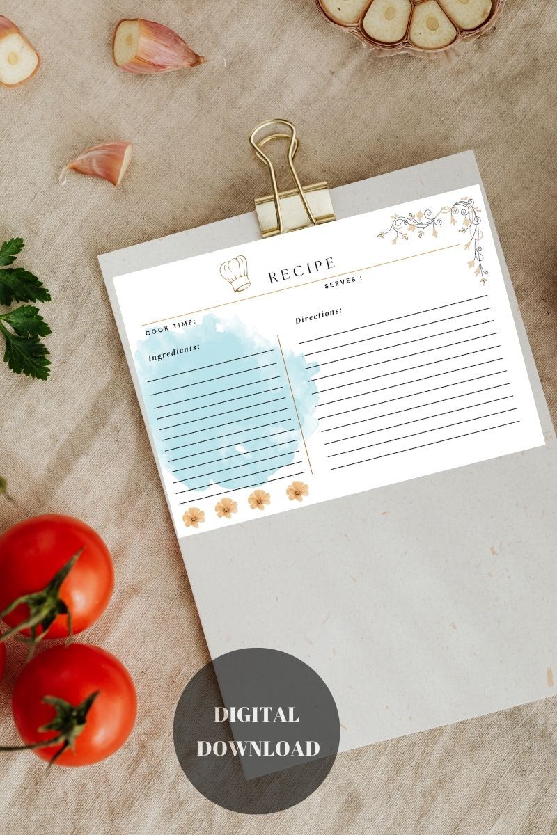 Printable Recipe Card: Organize Your Favorite Dishes with Style