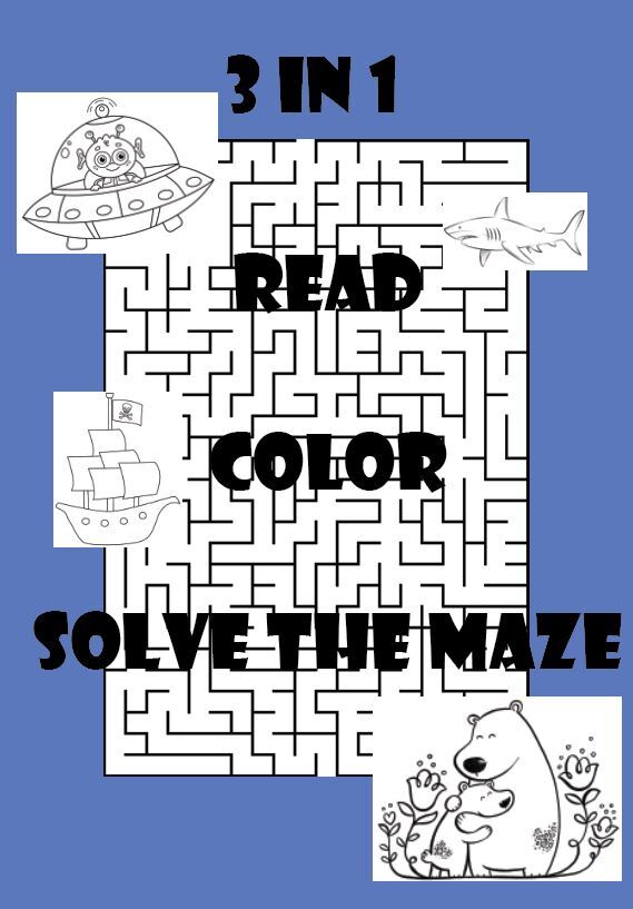 "Read, Color & Solve: Fun Maze Adventures for Kids"