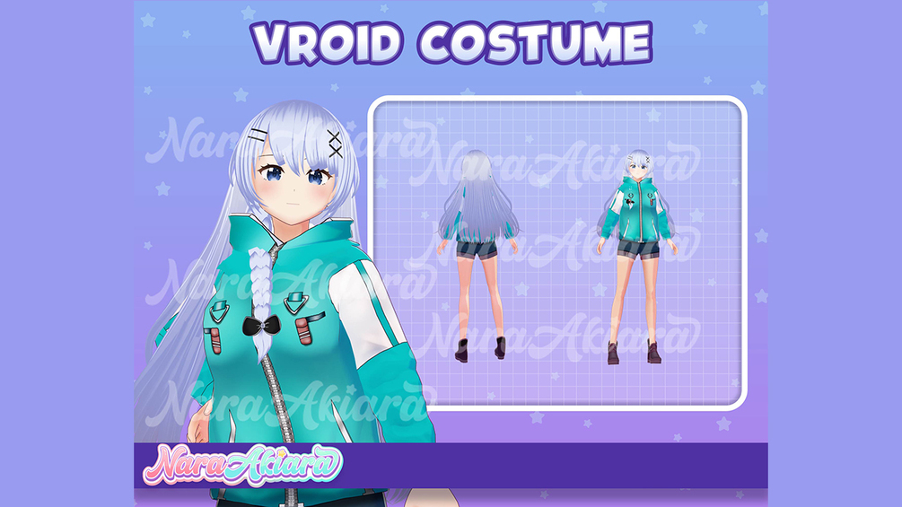 Show Your Style with 3D Vroid Clothes Blue Jacket with White Stripes ...