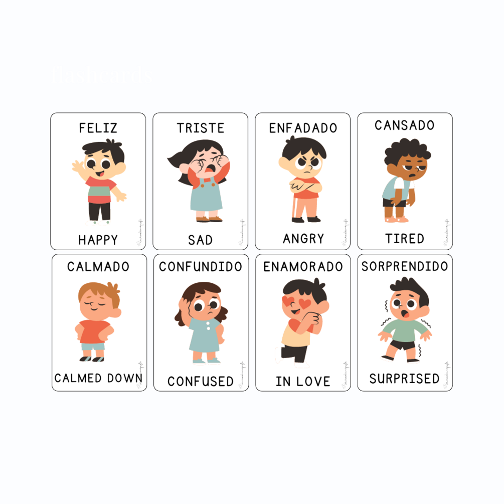 Flashcards de las emociones (español-inglés)