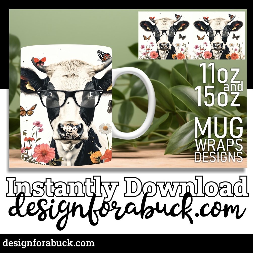 Explore Mu-Wrapped Delights: Cow Motif 11oz Mugs, Sublimation Printing ...