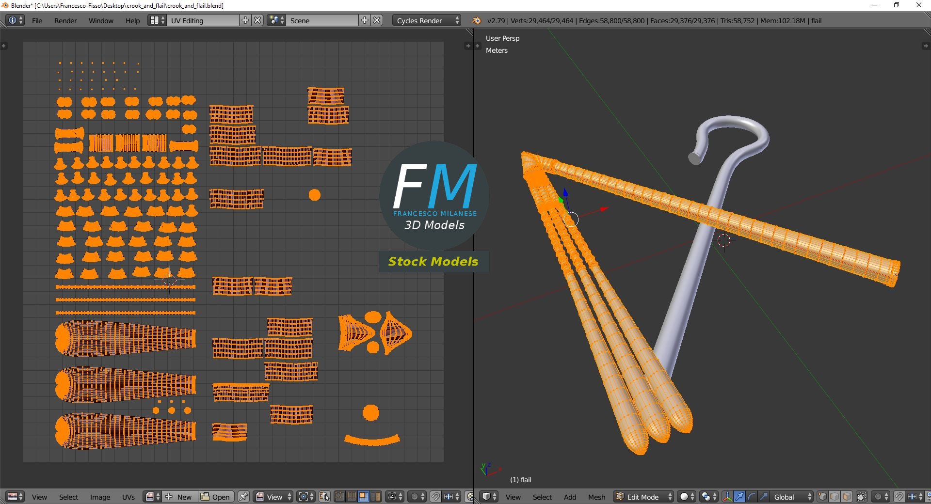 3D MODEL - Crook and flail