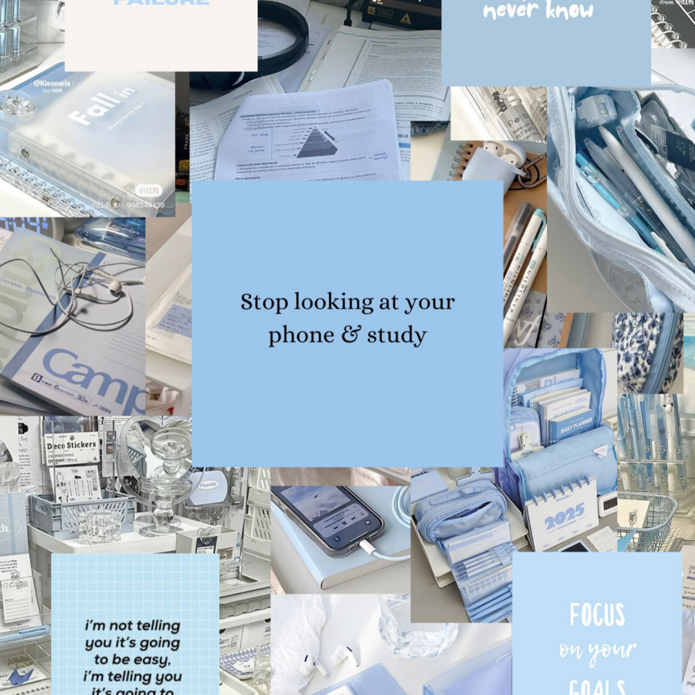 Blue motivational moodboard