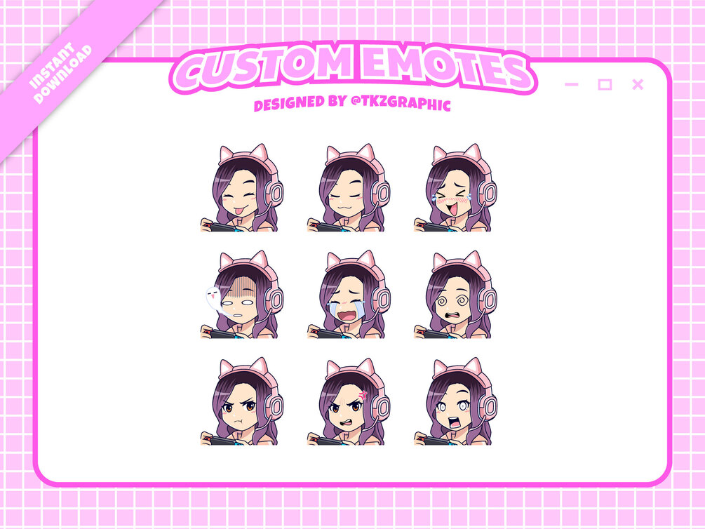 Gamer Girl - Custom Twitch Emotes