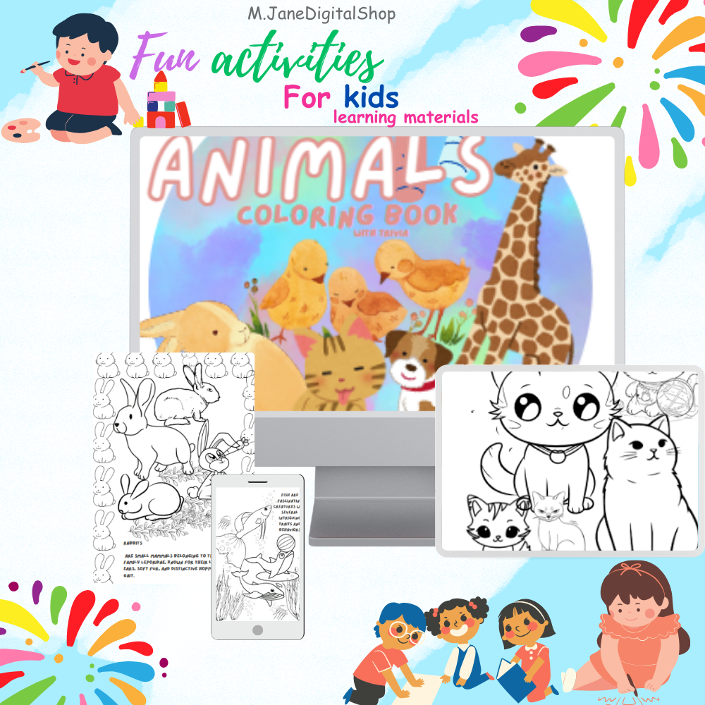 Engaging & Educational Animal-Themed Digital Coloring Book for Kids