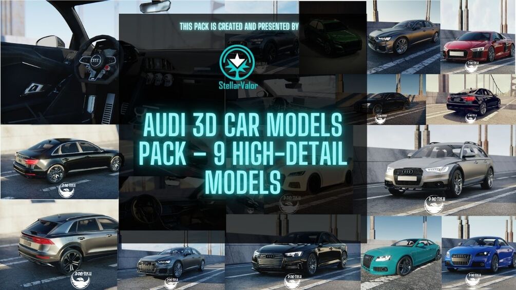 Audi 3D Car Models Pack – 9 High-Detail Models