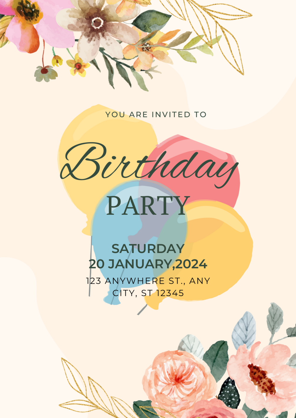 Rose Birthday Invitation Card