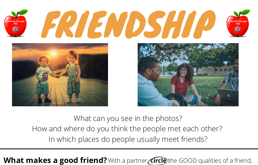 EOI/Cambridge Speaking lesson plan : Friendship (intermediate B1/B2)