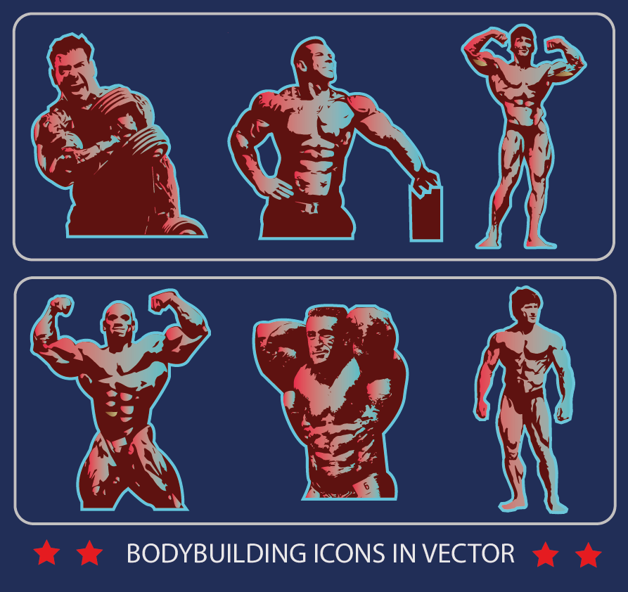 6 high quality body building icons in vector