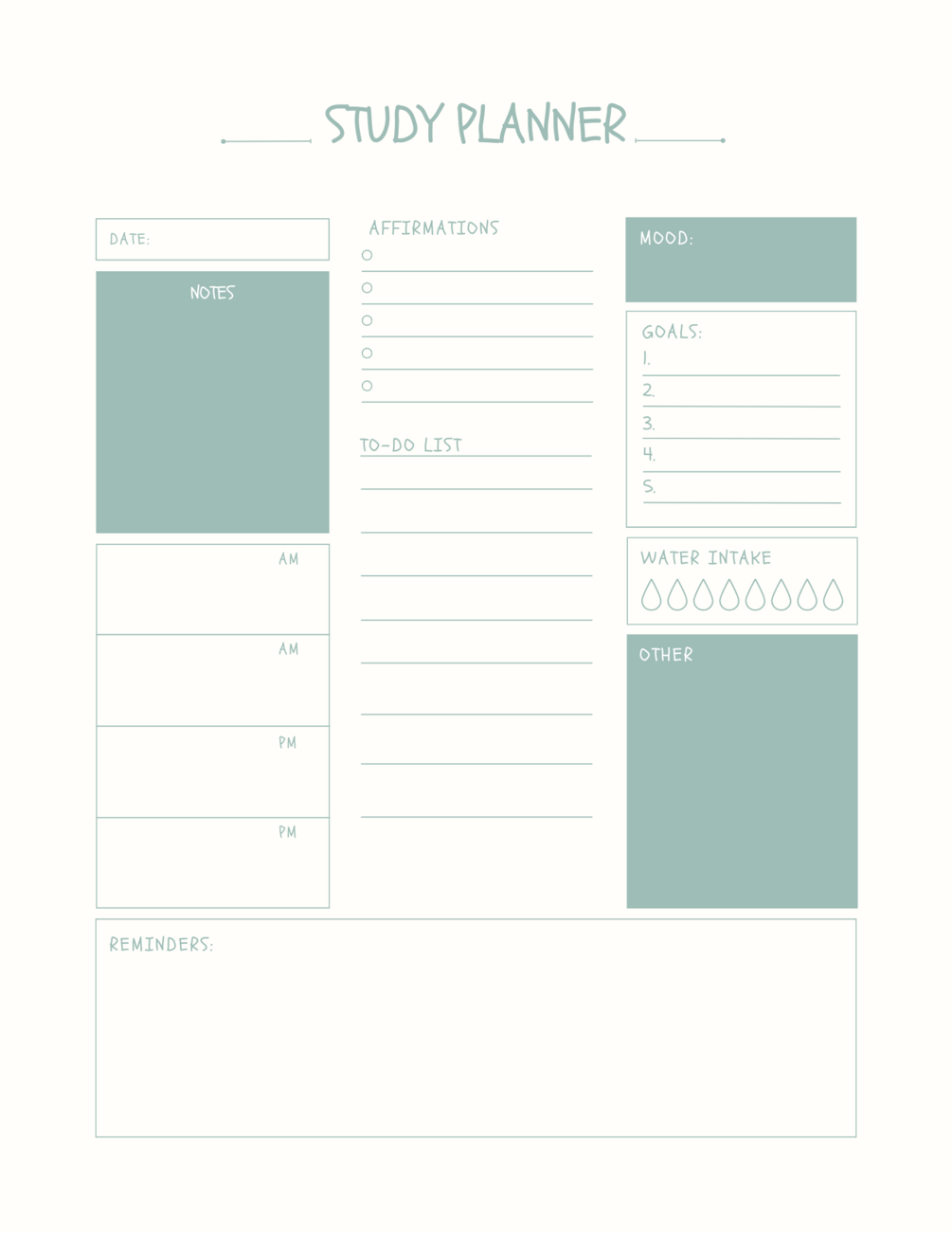 DIGITAL PRINTABLE STUDY PLANNER