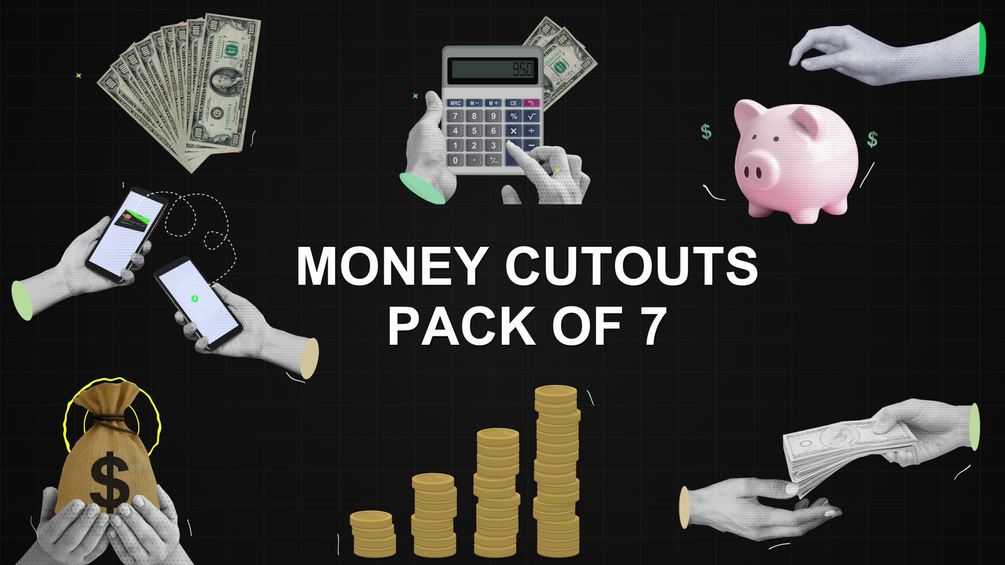 Pack of 7 Money Related Cutout Elements