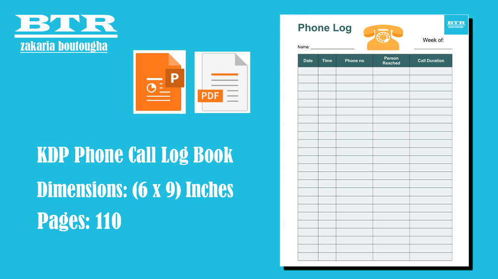 KDP Phone Call Log Book