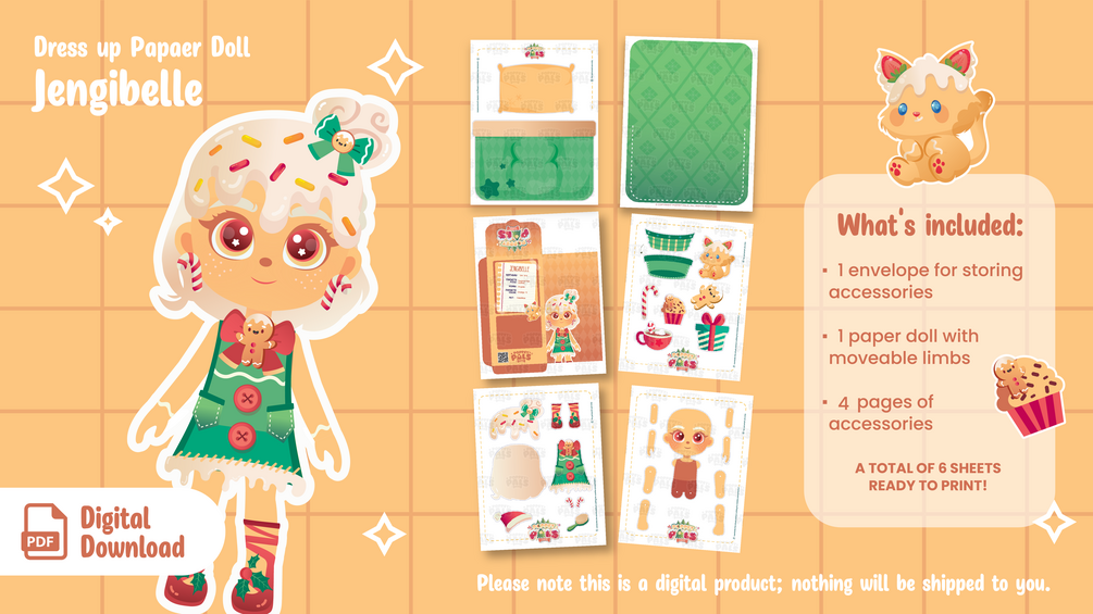 Paper Doll Christmas Gingerbread Printable Paper Doll Christmas Paper ...