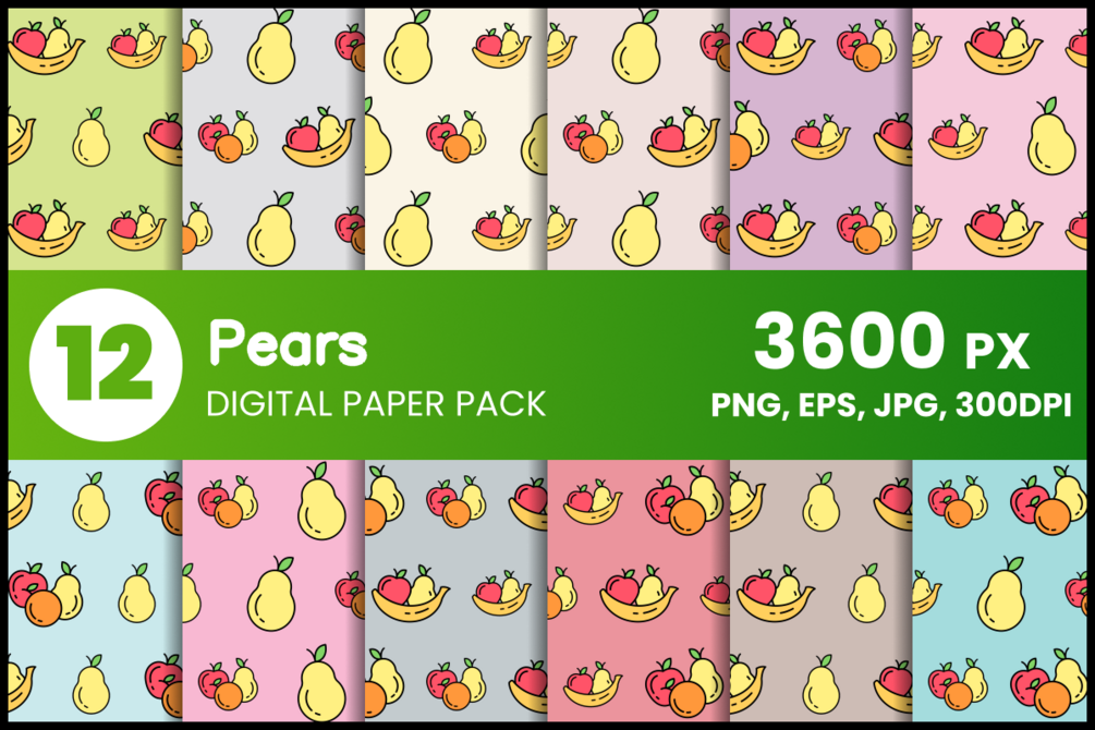 Pears 12 Digital Paper Set