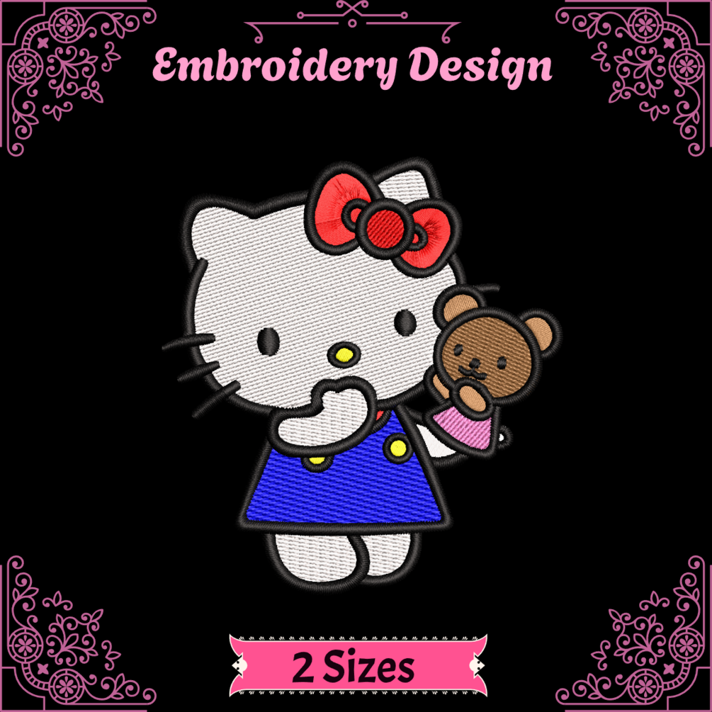 Embroidery design Kitty with bear