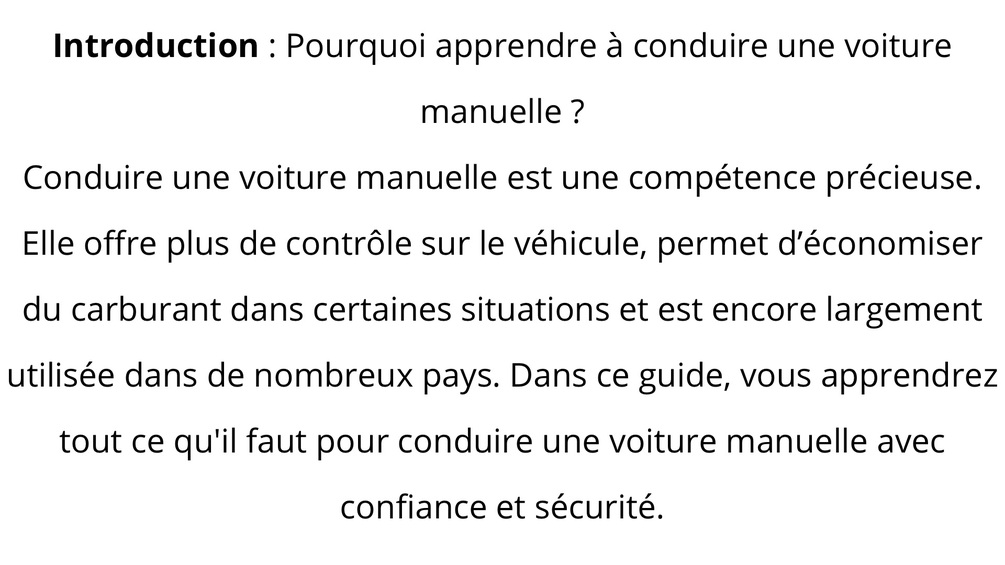 apprendre à conduire un voiture manuelle