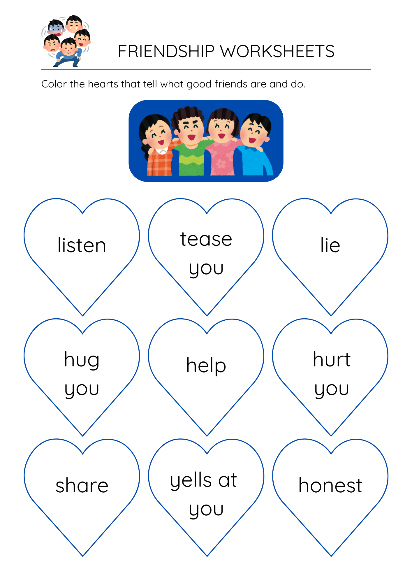 SOCIAL & EMOTIONAL LEARNING WORKSHEETS (Blue)