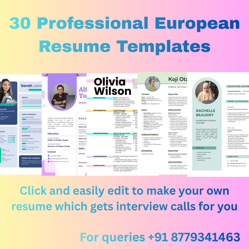 30 Professional European Resume Templates