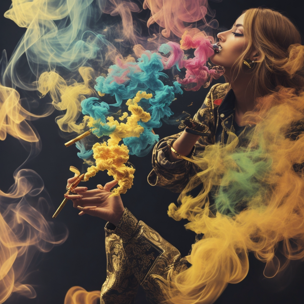 Golden Euphoria: Vibrant Smoke in Digital Mastery