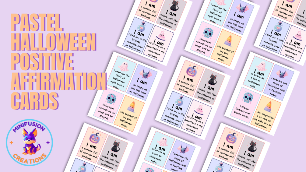 Pastel Halloween Positive Affirmation Cards For Kids