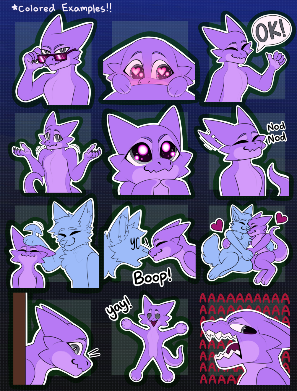 Digital Kobold Furry Emote/Sticker Bases (Pack 2)