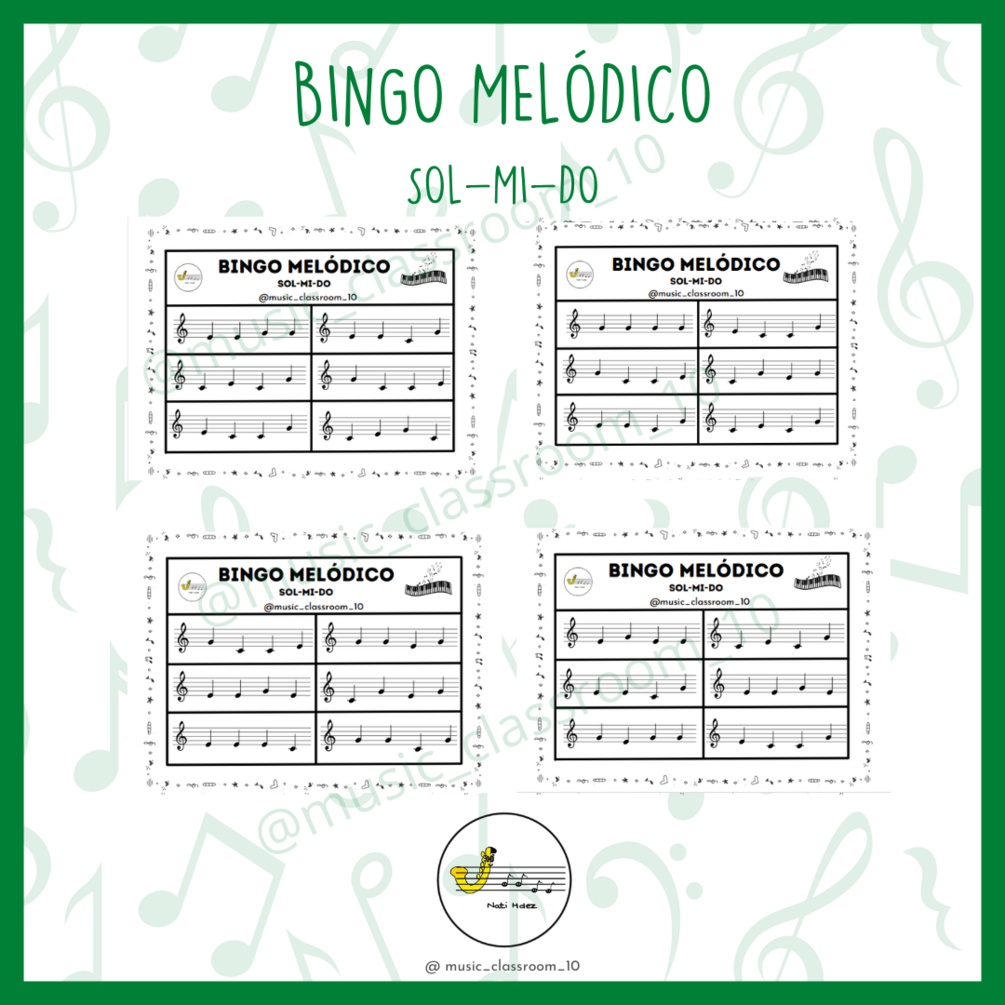 Bingo melódico notas Sol-Mi-Do
