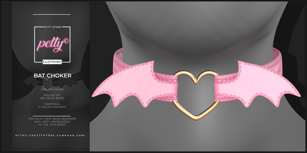 52꒰ა 🎀 ໒꒱HALLOWEEN BAT CHOKER | VRCHAT VTUBE 3D GAME ASSET