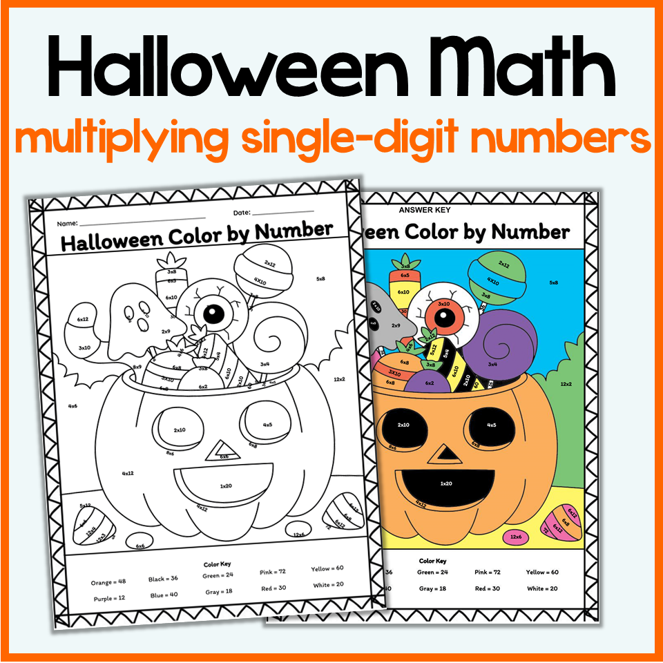 Halloween Multiplication Color by Number