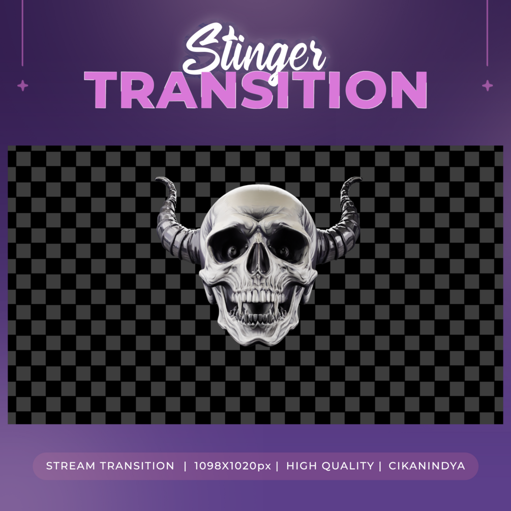 Animated Stinger Transition | Horned Skull Animation for Dark Stream ...