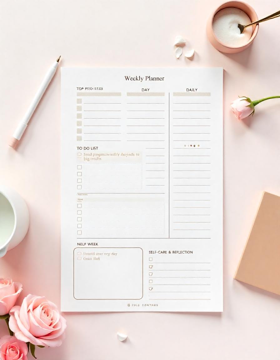 Minimalist Weekly Planner - Instant Download
