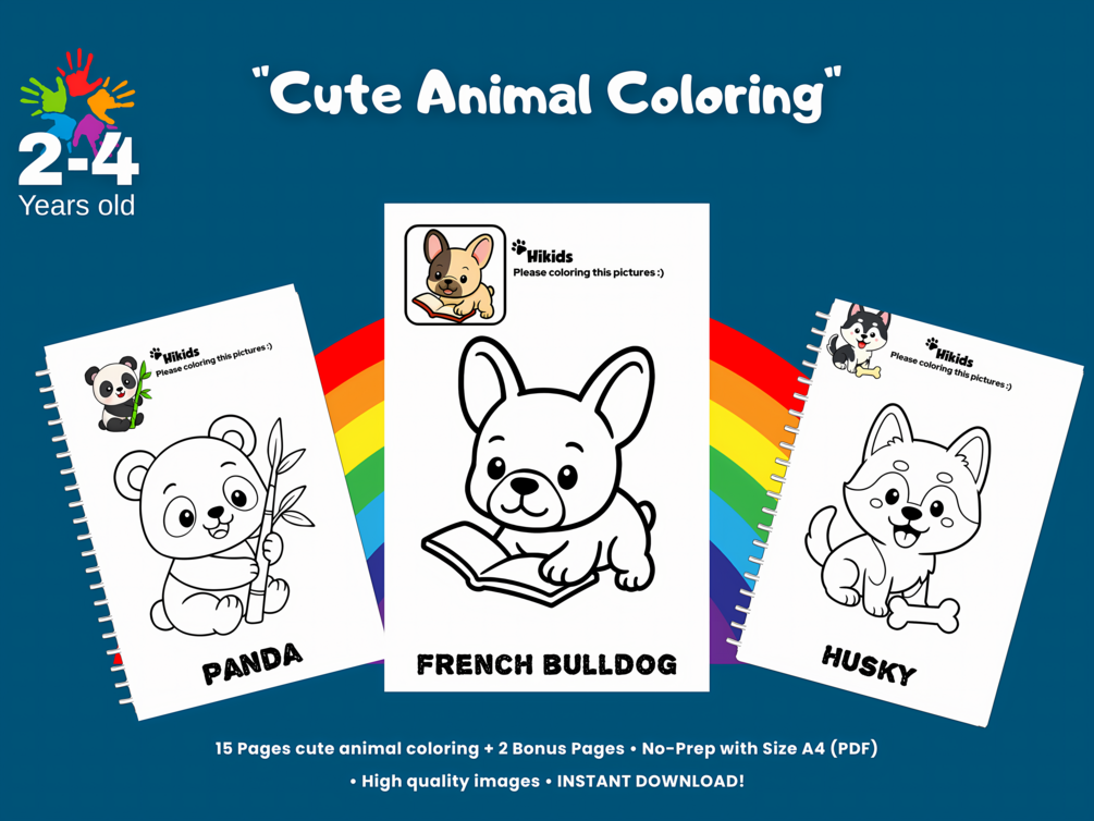 Cute Animal Coloring Pages for Toddlers & Preschool 2-4 yo – No-Prep ...