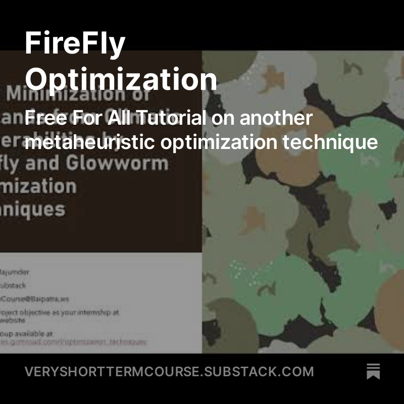 Free tutorial on Fire Fly Optimization Techniques - InnovateS