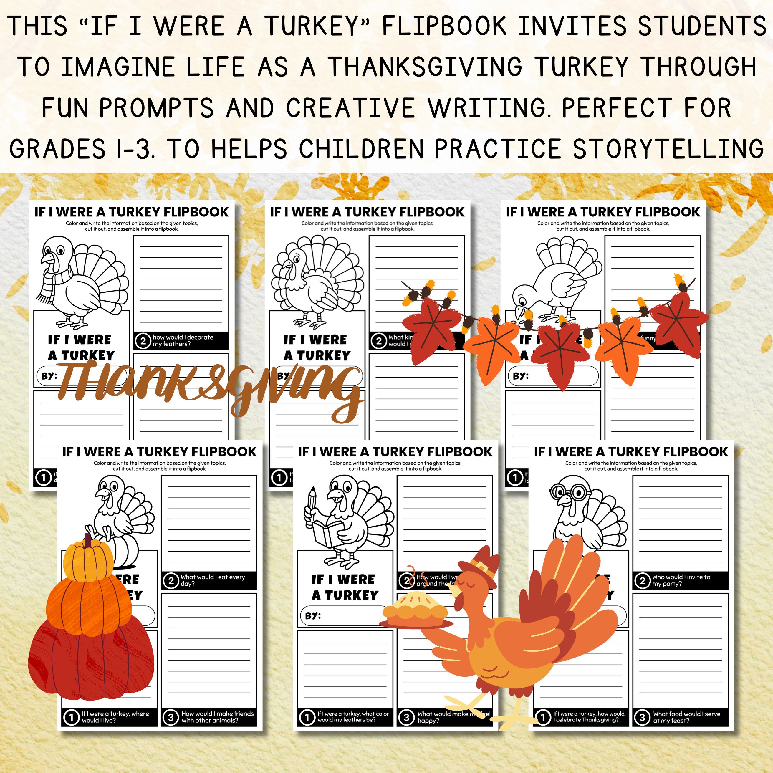 If I Were a Turkey Thanksgiving Flipbook | Fun Writing Craft & DIY ...