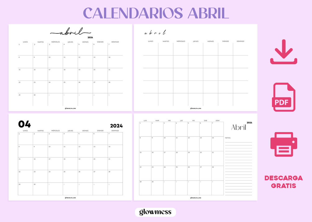 Calendarios de Abril versión Premium