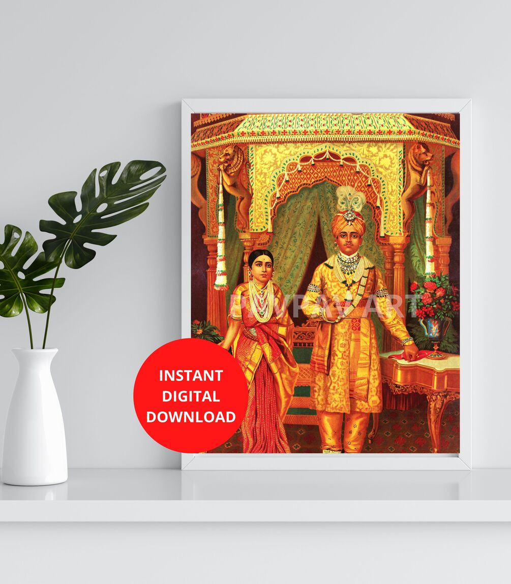 Maharaja and Maharani of Mysore - Raja Ravi Varma's Painting Vintage ...