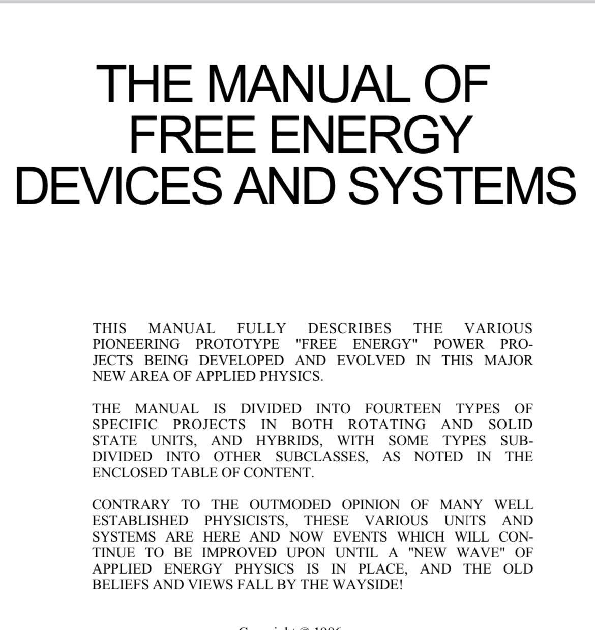 The manual of Free Energy Devices - theblackairbender