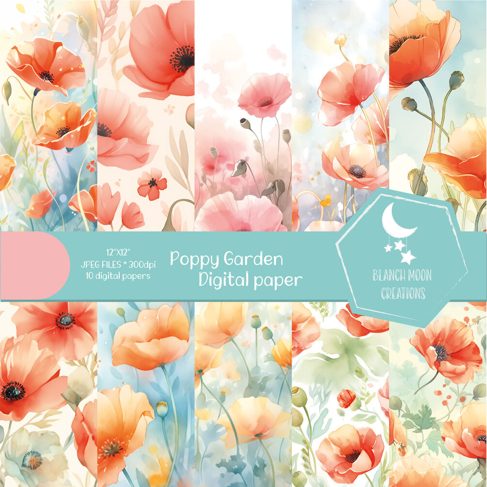 Poppy Garden Digital Paper