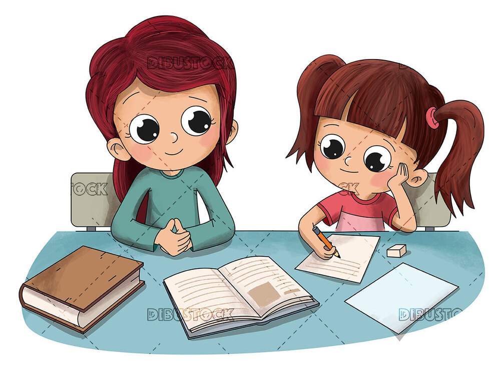 Children Doing Homework Clipart