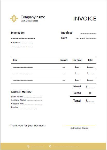 White gold invoice