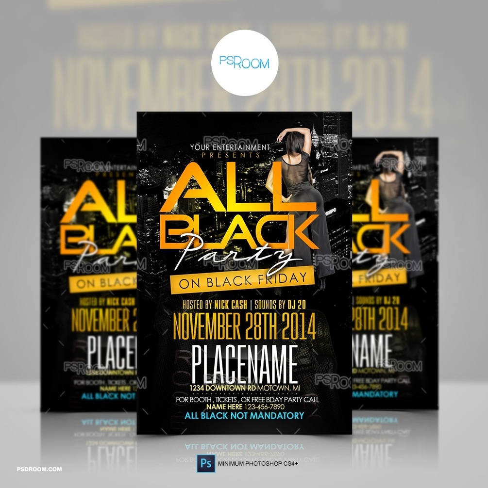 All Black Party Flyer Template